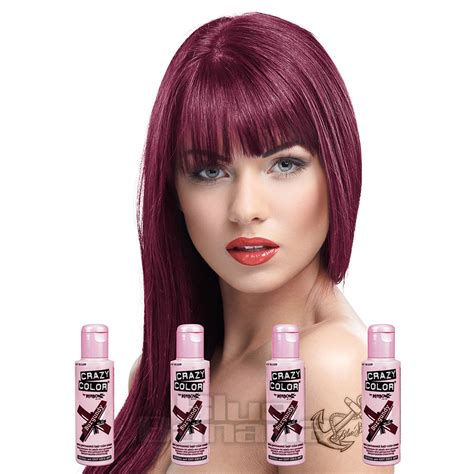 Crazy Color Burgundy Semi Permanent Hair Dye 4 Pack 100ml