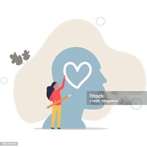 건강한 정신과 자기 관리 행복 한 여자는 자신감을 느끼고 긴장을 풀고 받아들이고 자신을 사랑합니다flat 벡터 일러스트 레이 션 웰빙에 대한 스톡 벡터 아트 및 기타 이미지