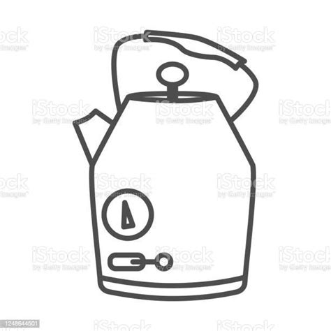 차 주전자 얇은 라인 아이콘 가전 제품 개념 흰색 배경에 전기 주전자 기호 모바일 웹 디자인에 대한 윤곽 스타일에서 요리 핫 드링크 아이콘을위한 주전자 벡터 그래픽 가정