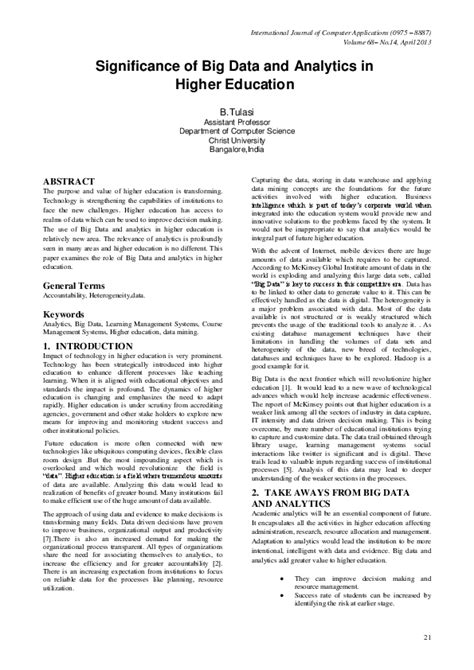 pdf significance of big data analytics in higher education
