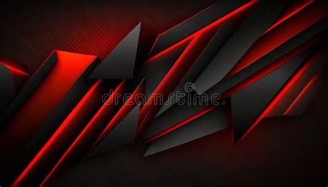 Black Abstract Diagonal Overlap Layers Background With Red Light Decoration Stock Illustration