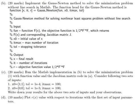 solved gauss newton method solve the minimization problem min f c
