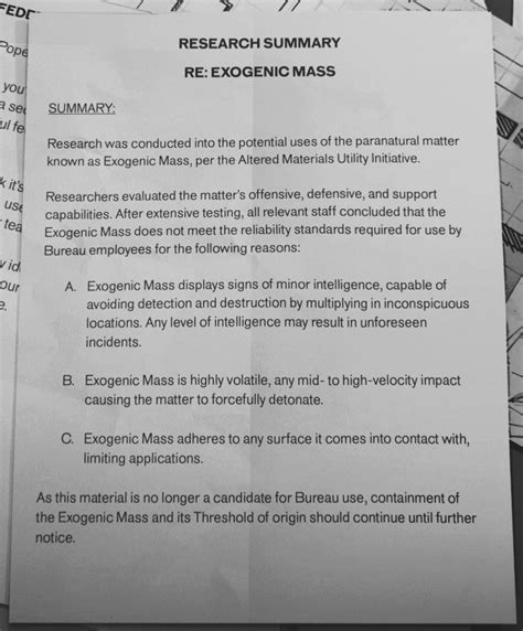 Exogenic Mass Control Wiki Fandom