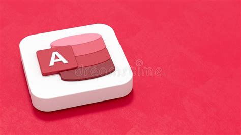 Microsoft Access App Icon On Red Background With Copy Space Editorial Photography Illustration