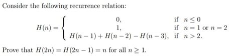 Solved Consider The Following Recurrence Relation