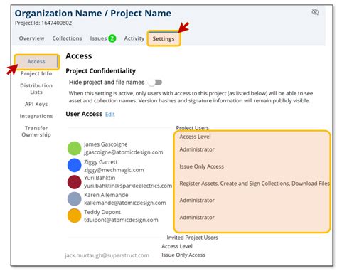 adding and editing user project access concert
