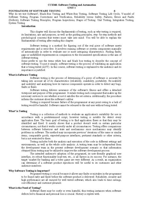 New St1 Notes Ccs366 Software Testing And Automation Unit I