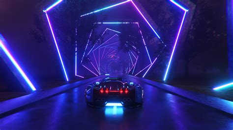 자동차는 끝없는 네온 기술 터널을 통해 고속으로 돌진합니다 미래지향적인 컨셉 3d 일러스트레이션 0명에 대한 스톡 사진 및 기타 이미지 Istock