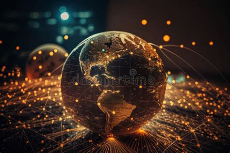 Global Network Of Telecommunication On Earth Abstract World Technology And Communication
