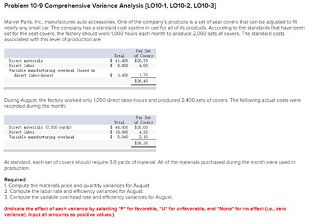 solved problem 10 9 comprehensive variance analysis lo10 1