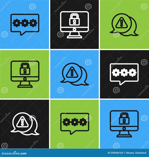 Set Line Password Protection Exclamation Mark In Triangle And Lock