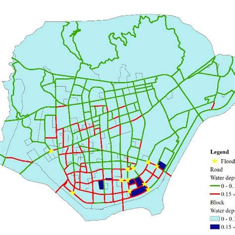 Map Of The Flooded Area Indicating The Flooding Simulation And The Real Download Scientific