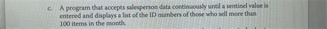 Solved C A Program That Accepts Salesperson Data
