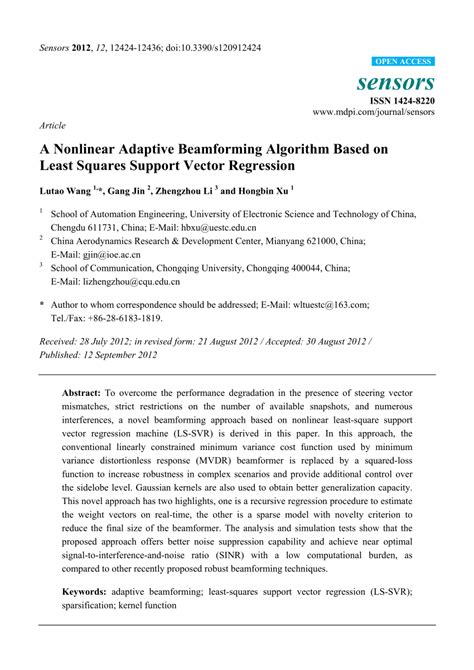 Pdf A Nonlinear Adaptive Beamforming Algorithm Based On Least Squares