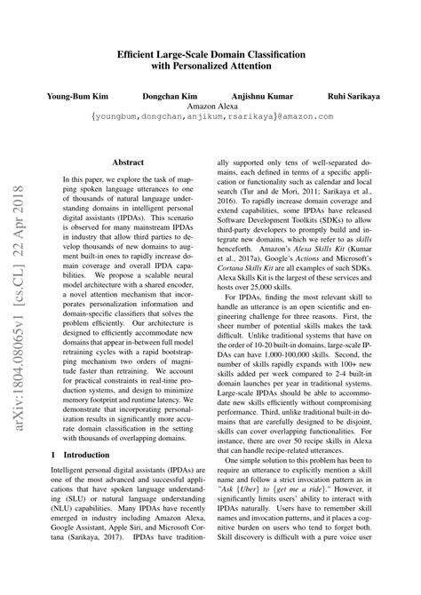 Pdf Efficient Large Scale Domain Classification With Personalized Attention
