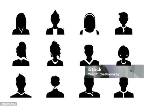 비즈니스 아바타 프로필 사진과 벡터 남성과 여성의 집합입니다 아바타 실루엣 검은색에 대한 스톡 벡터 아트 및 기타 이미지 검은색 그림 이야기 남성 Istock