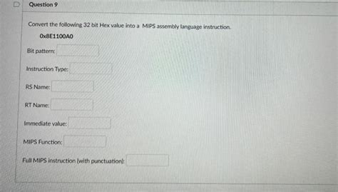 Solved Question 9 Convert The Following 32 Bit Hex Value Chegg Com