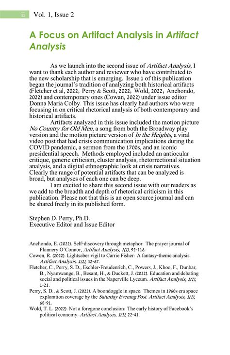 Pdf A Focus On Artifact Analysis In Artifact Analysis