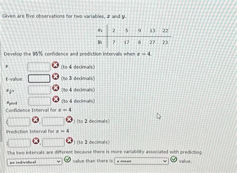 solved given are five observations for two variables x and