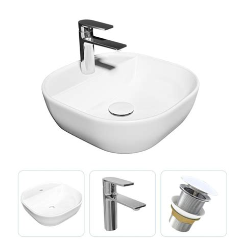 Комплект Teymi 3 в 1: раковина для ванной Solli 40 с полочкой ...