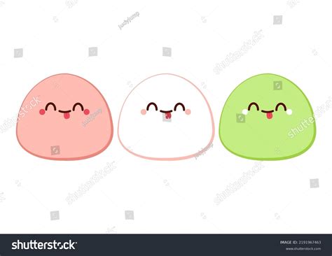 Cute Mochi Cartoon Vector Mochi Icon Stock Vector Royalty Free