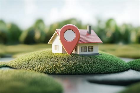 Real Estate Marketing Concept House Model With Location Pin For