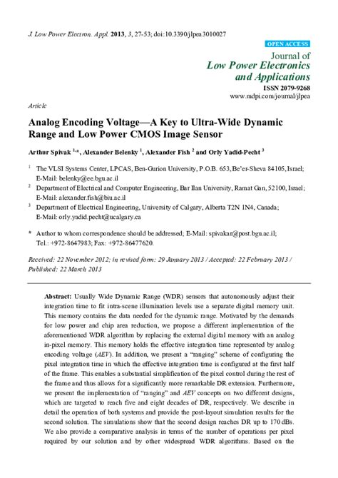 pdf analog encoding voltage—a key to ultra wide dynamic range and low
