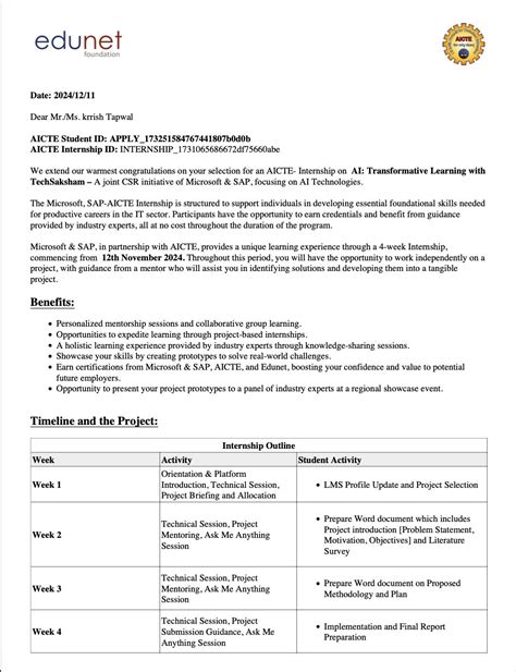 Ai Techsaksham Microsoft Sap Aicte Internship