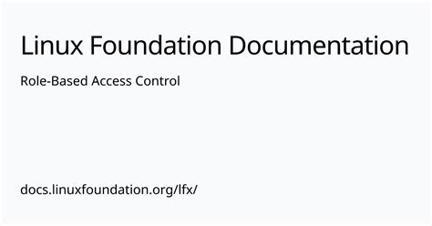 Role Based Access Control Linux Foundation Documentation