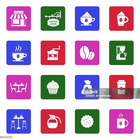 커피숍 아이콘입니다 광장에서 백색 평면 디자인입니다 벡터 일러스트입니다 가루로 빻은에 대한 스톡 벡터 아트 및 기타 이미지 가루로 빻은 기계류 단일 객체 Istock