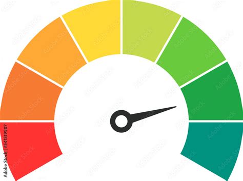 Vector Speedometer Meter With Arrow For Dashboard With Green Yellow