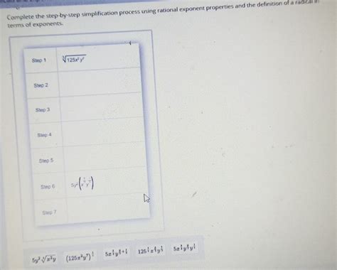 Solved Complete The Step By Step Simplification Process Using Rational