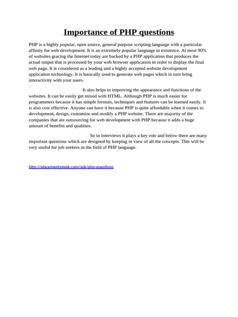 Importance Of Php Pdf