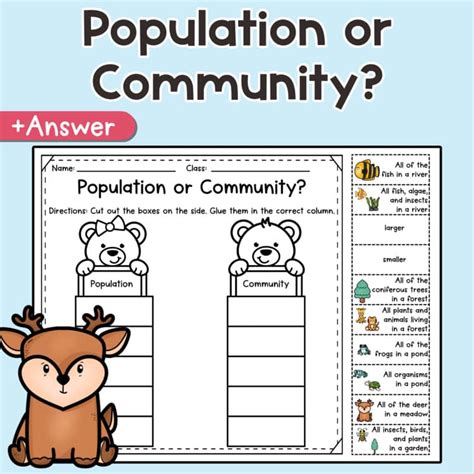 Ecosystems Population Or Community Cut And Paste Sorting Activity