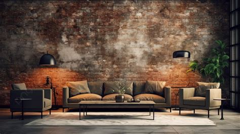 산업 환경에서 빈티지 벽돌 벽을 특징으로 하는 로프트 스타일 인테리어 모형 호화로운 벽 주방 모형 벽 모형 배경 일러스트 및 사진 무료 다운로드 Pngtree