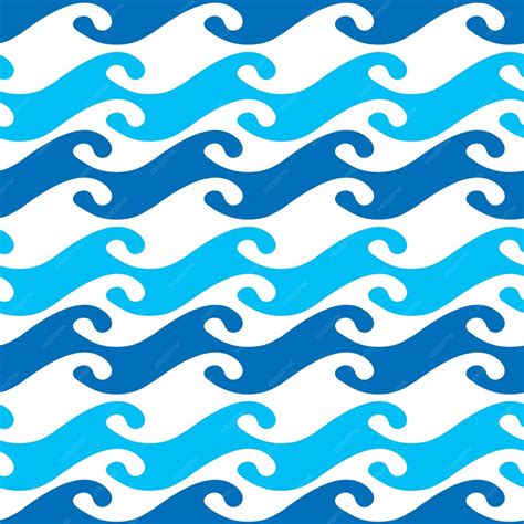 Premium Vector Waves Seamless Pattern Vector Water Runny Curve Lines Abstract Repeat Endless