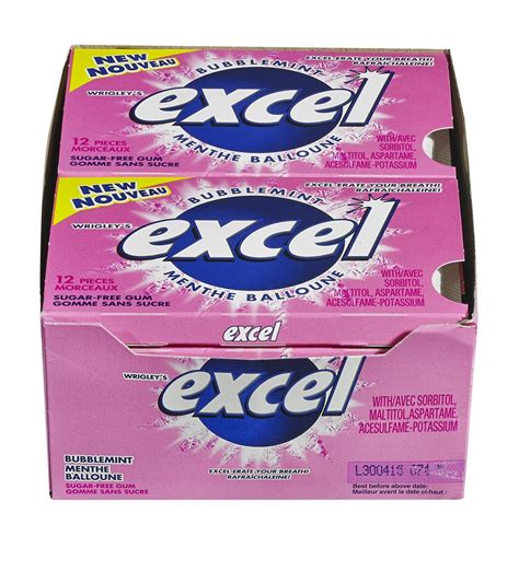 Excel Sugar Free Gum Bubblemint 12 Count Imported From Canada