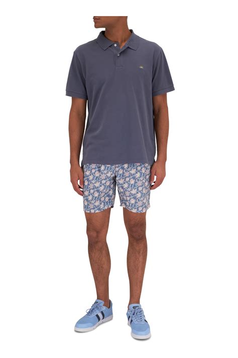Faherty Brand Beacon Faded Blue Floral Batik Swim Trunks