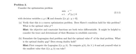 Solved A Verify That This Is A Convex Optimization Problem