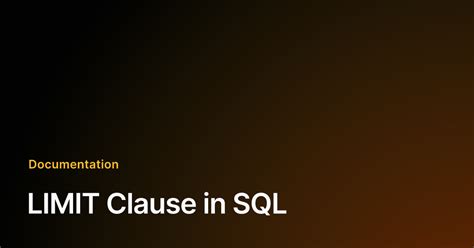 Limit Clause In Sql Rajanand