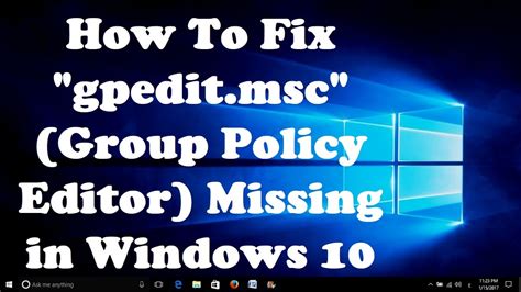 How To Fix Gpedit Msc Group Policy Editor Missing In Windows 10 YouTube