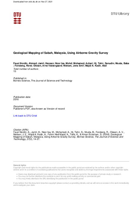Pdf Geological Mapping Of Sabah Malaysia Using Airborne Gravity Survey