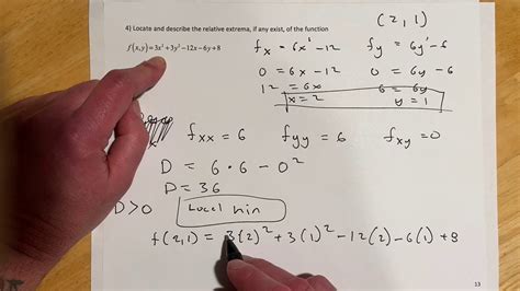 Find Relative Maxima Minima And Saddle Points Of A Function Of Two