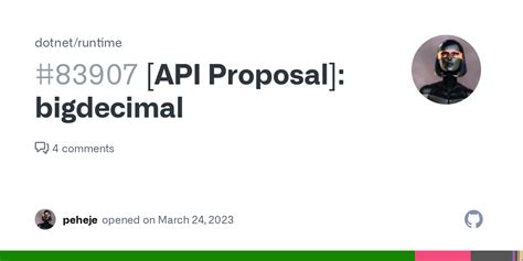 API Proposal Bigdecimal Issue 83907 Dotnet Runtime GitHub