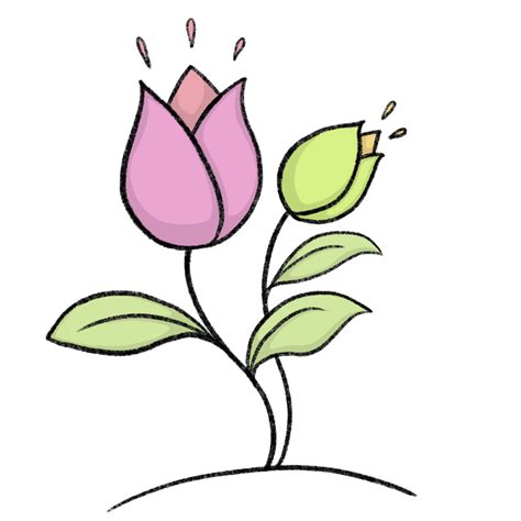 Planta De Flores Estilo De Dibujo A Lápiz De Dibujos Animados De
