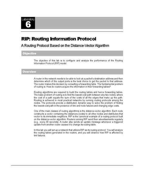 Rip Routing Information Protocol A Routing Protocol Based On The Distance Vector Algorithm