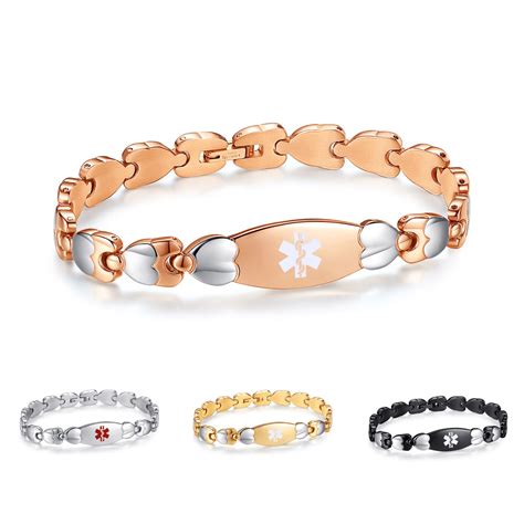 Simple Rolo Chain Medical Id Bracelet For Women Linnalove