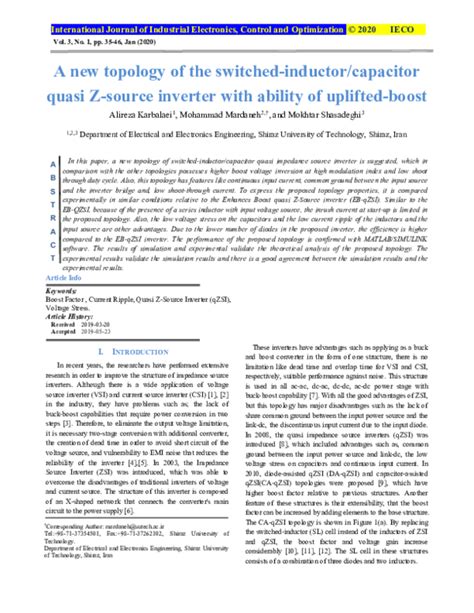 Pdf A New Topology Of The Switched Inductor Capacitor Quasi Z Source Inverter With Ability Of