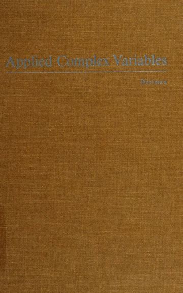 Applied Complex Variables Dettman John W John Warren Free Download Borrow And