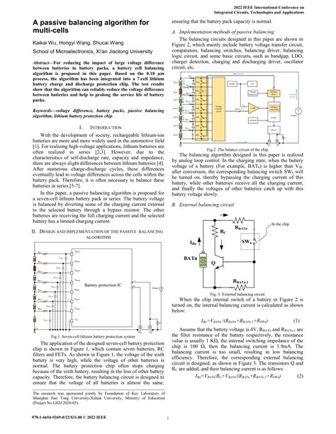 Pdf A Passive Balancing Algorithm For Multi Cells
